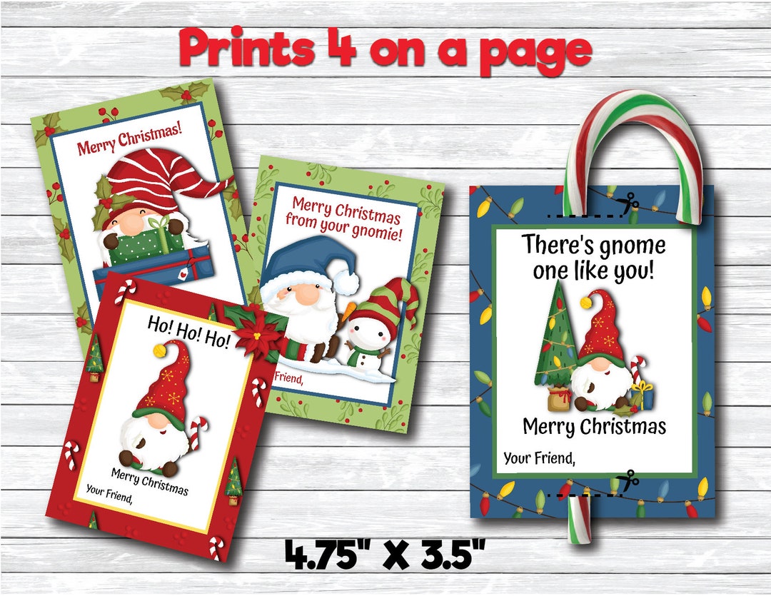 PRINTABLE Gnome Candy Gram, Candy Cane Gram Christmas Gift Tags, Secret ...