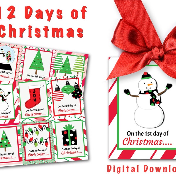 12 Days of Christmas Tags - Etsy