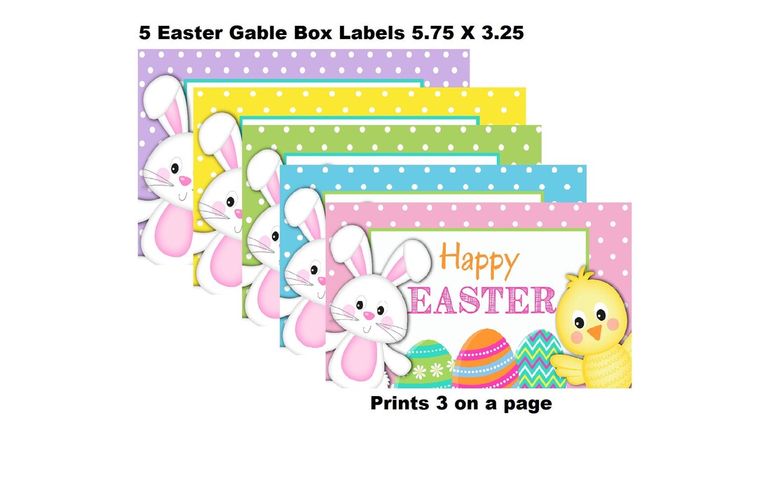 5 Happy Easter Gable Box Labels, Easter Basket Filler, Easter Gabel ...
