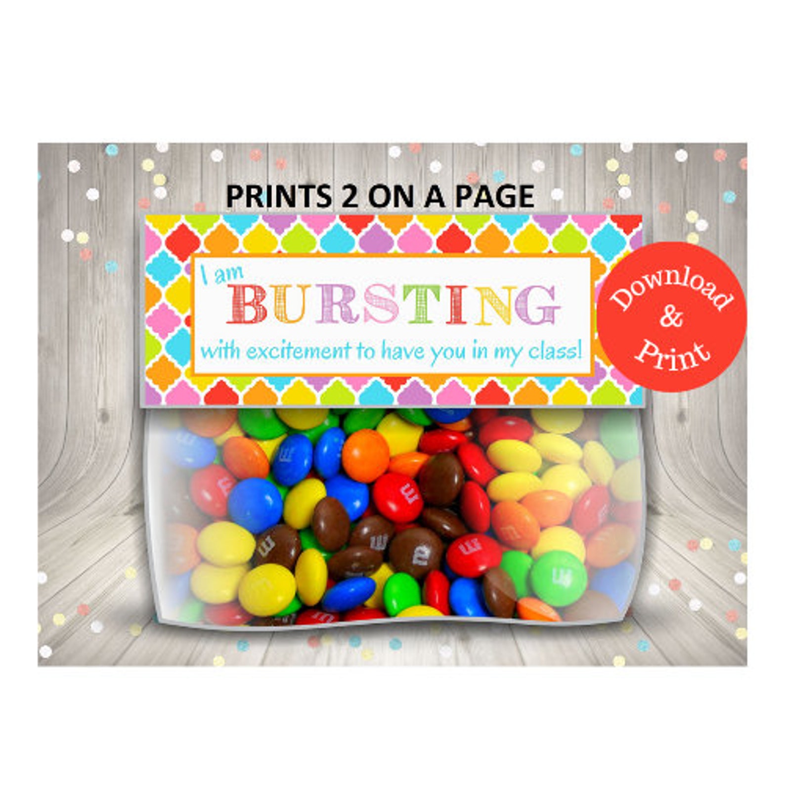 PRINTABLE Back to School Treat Bag Topper, Bursting With Excitement to ...