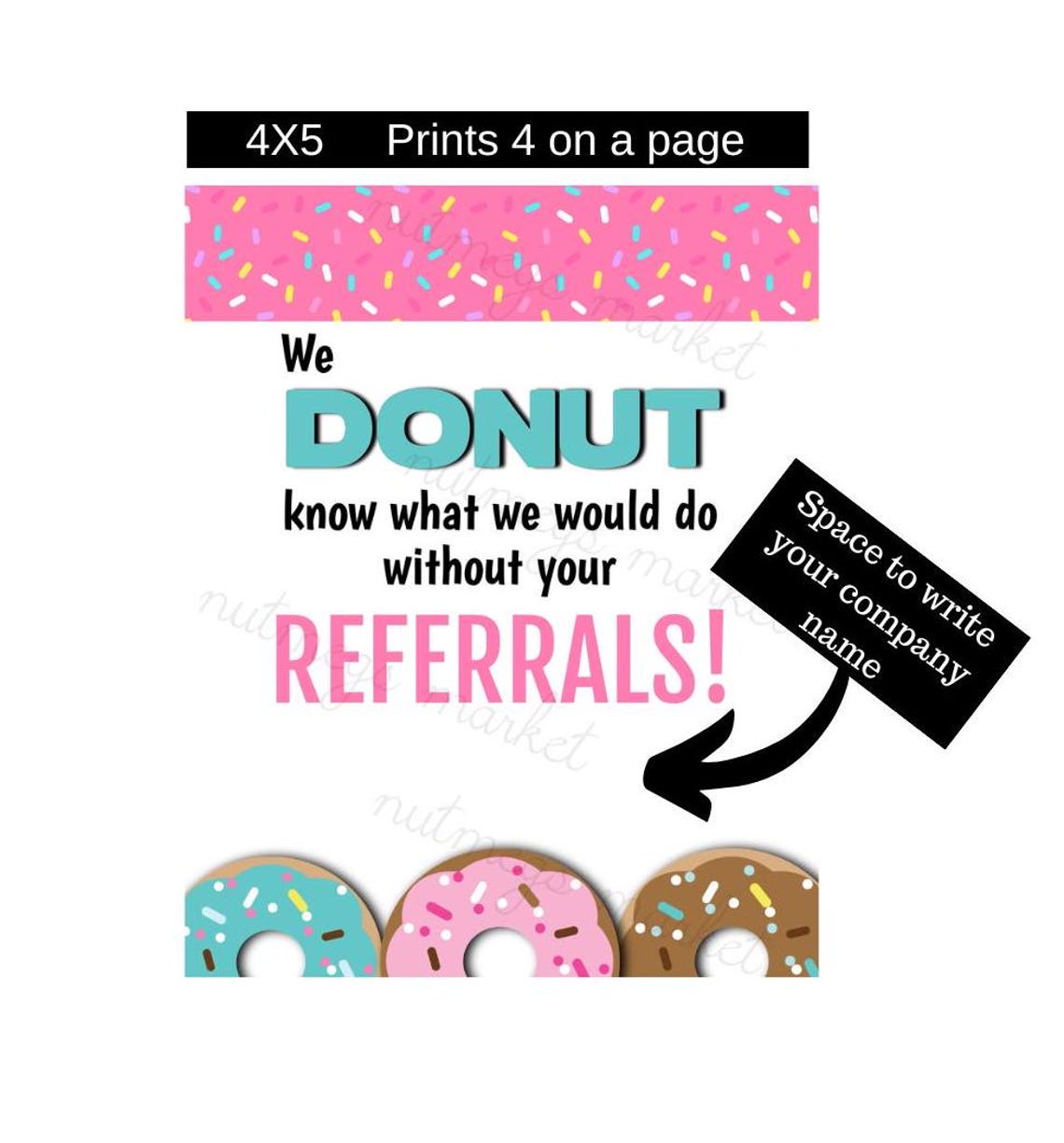 Donut Referral Gift Tags, PRINTABLE Business Marketing, Ortho Referrals ...