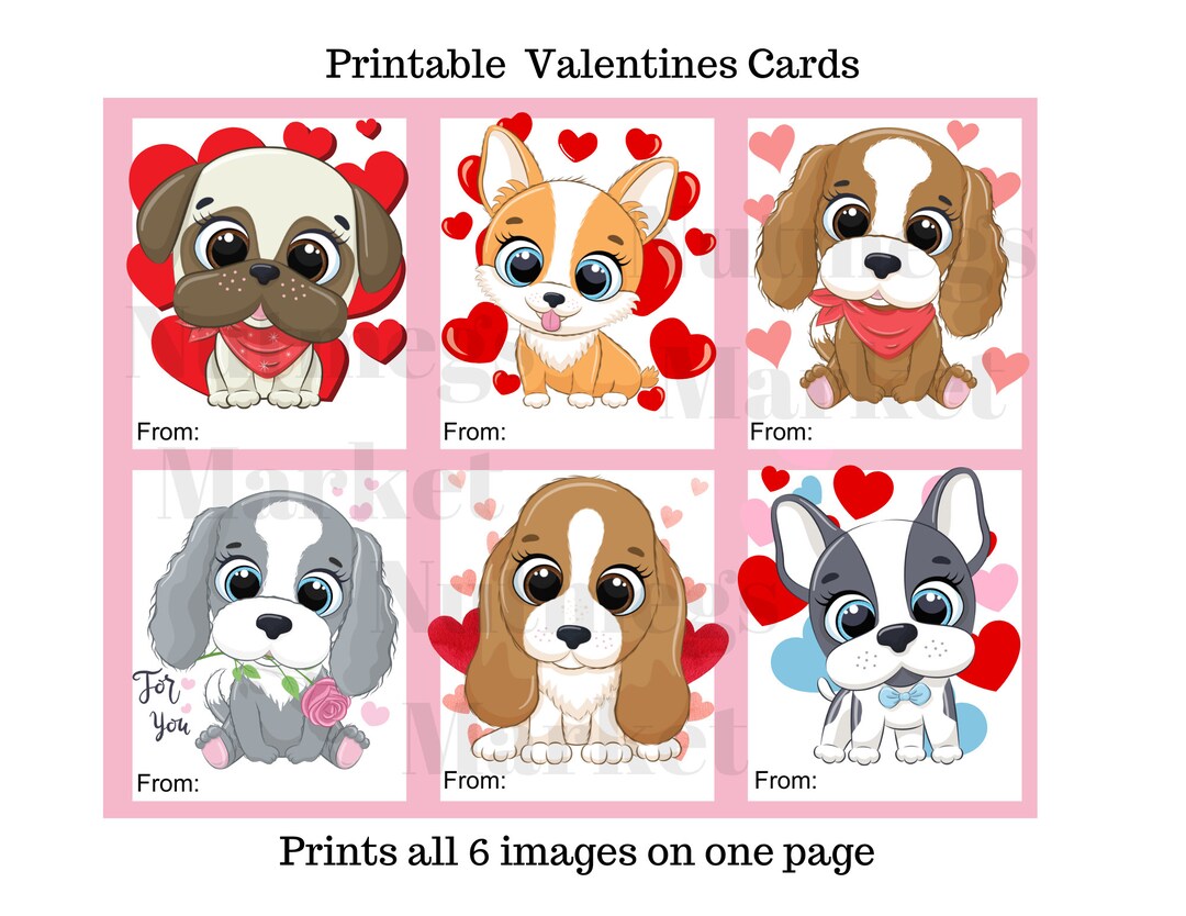 Cute Puppy Valentines Day Cards, Valentines Cards for Kids Classroom ...