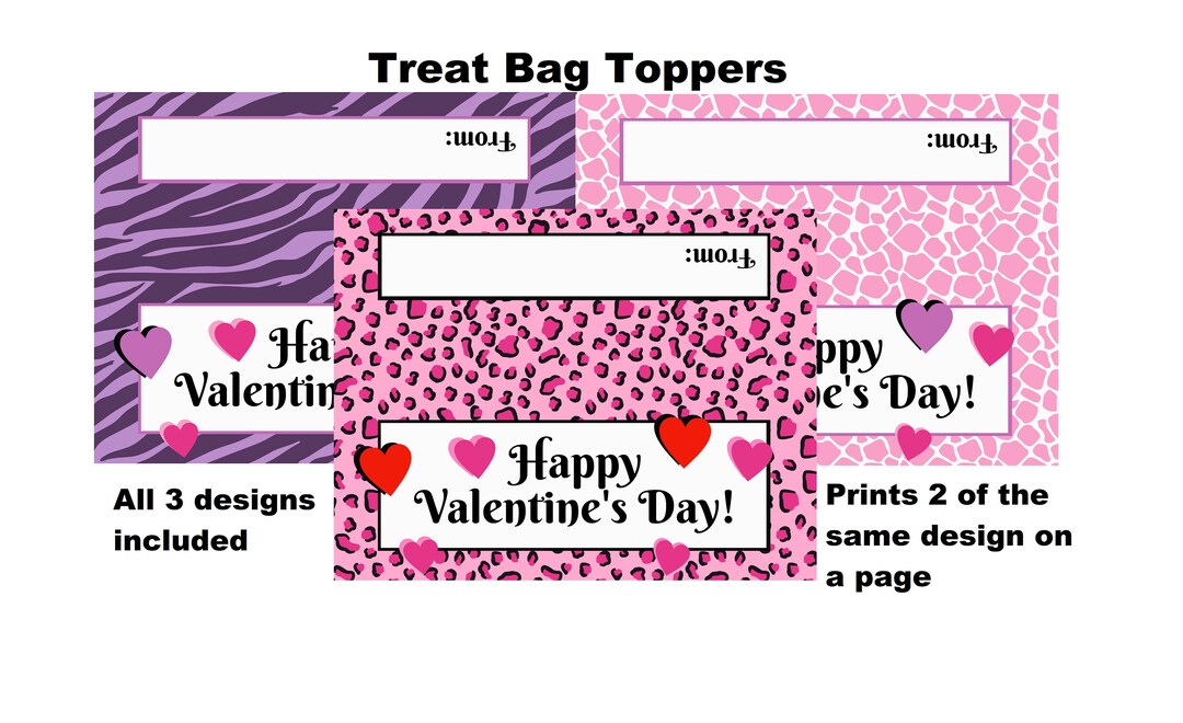 Wild Valentine's Day Treat Bag Toppers, Classroom Teacher Valentine's ...