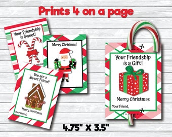 Candy Cane Gift Tags | Etsy
