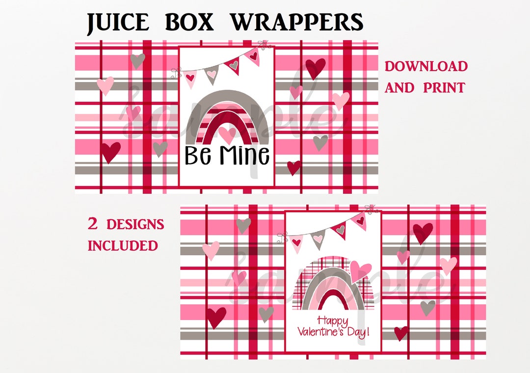 Juice Box Valentine Wrappers, Juice Box Wrappers, PRINTABLE Juice Box ...
