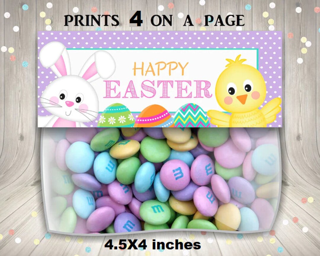 Happy Easter Treat Bag Topper, Easter Basket Filler, Teacher Treat Bag ...