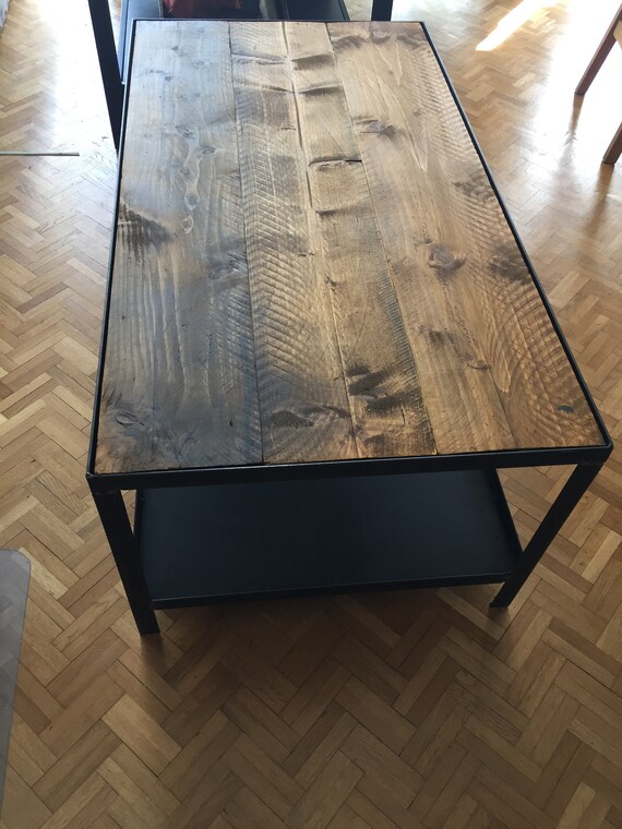 Steel and Raw Wood Table - Etsy