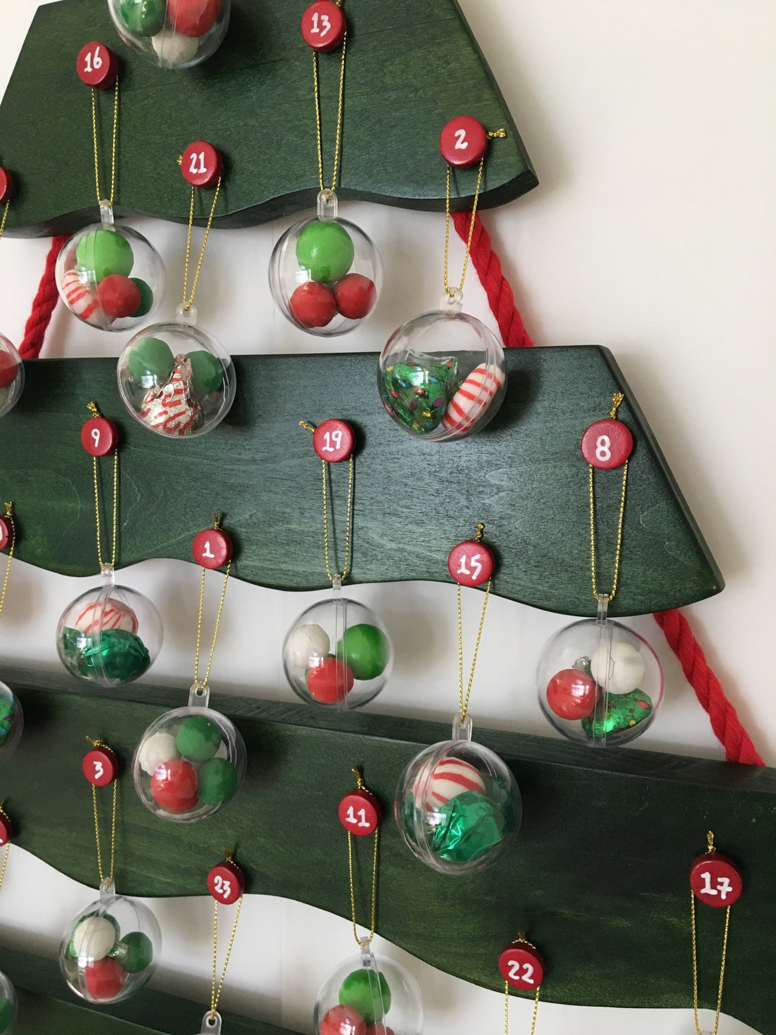 Christmas Tree Advent Calendar, Christmas Countdown, Ornament, Wooden ...