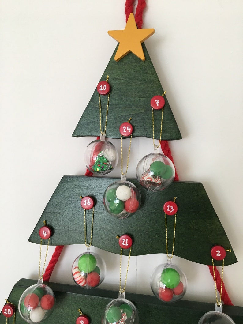 Christmas Tree Advent Calendar, Christmas Countdown, Ornament, Wooden ...