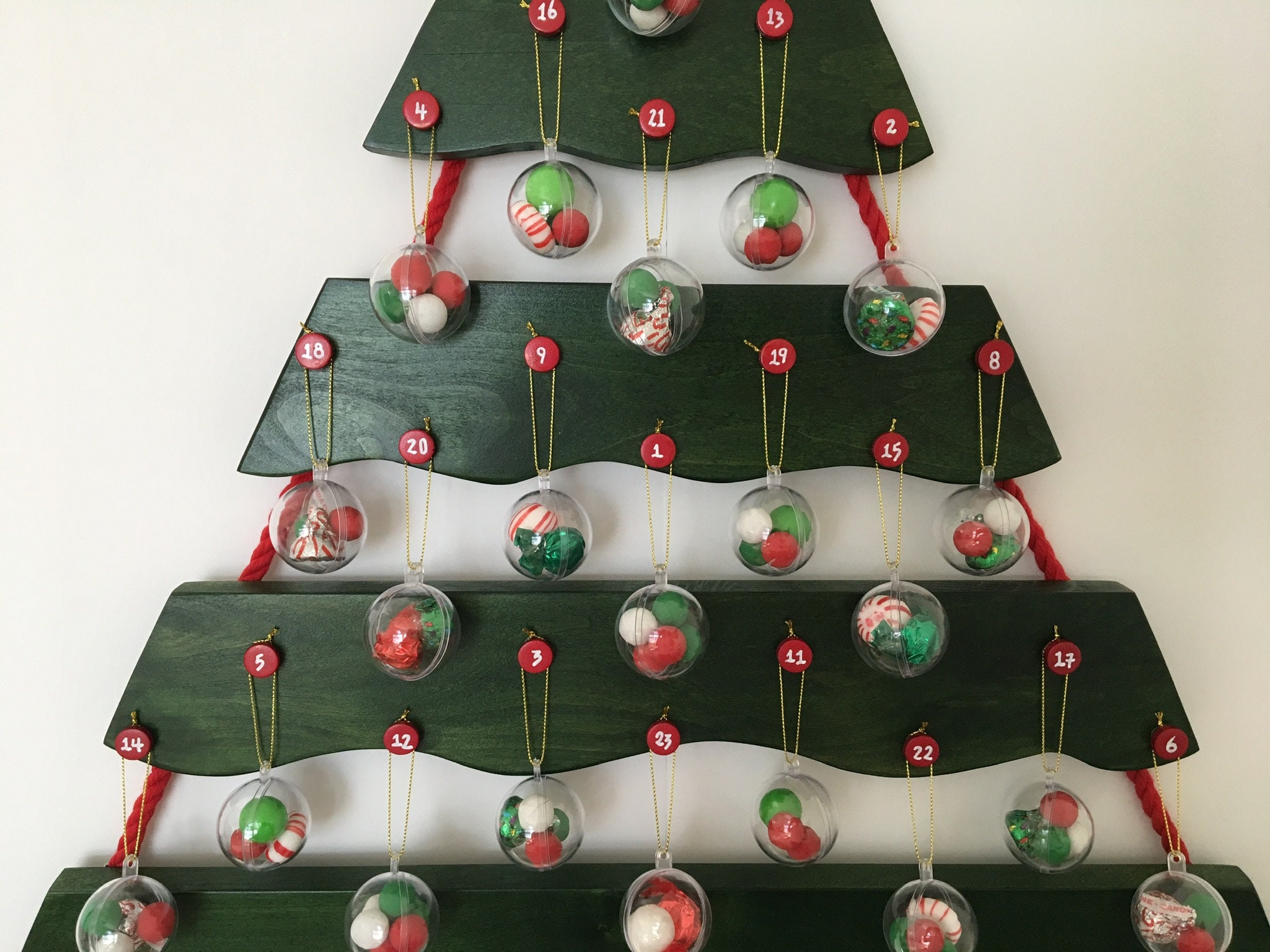 Christmas Tree Advent Calendar, Christmas Countdown, Ornament, Wooden ...