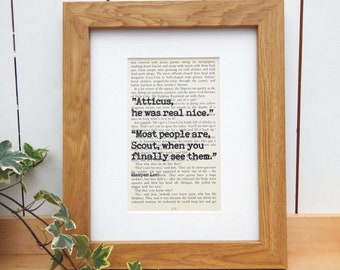 To Kill a Mockingbird Book Page Quote Print Classic American | Etsy UK