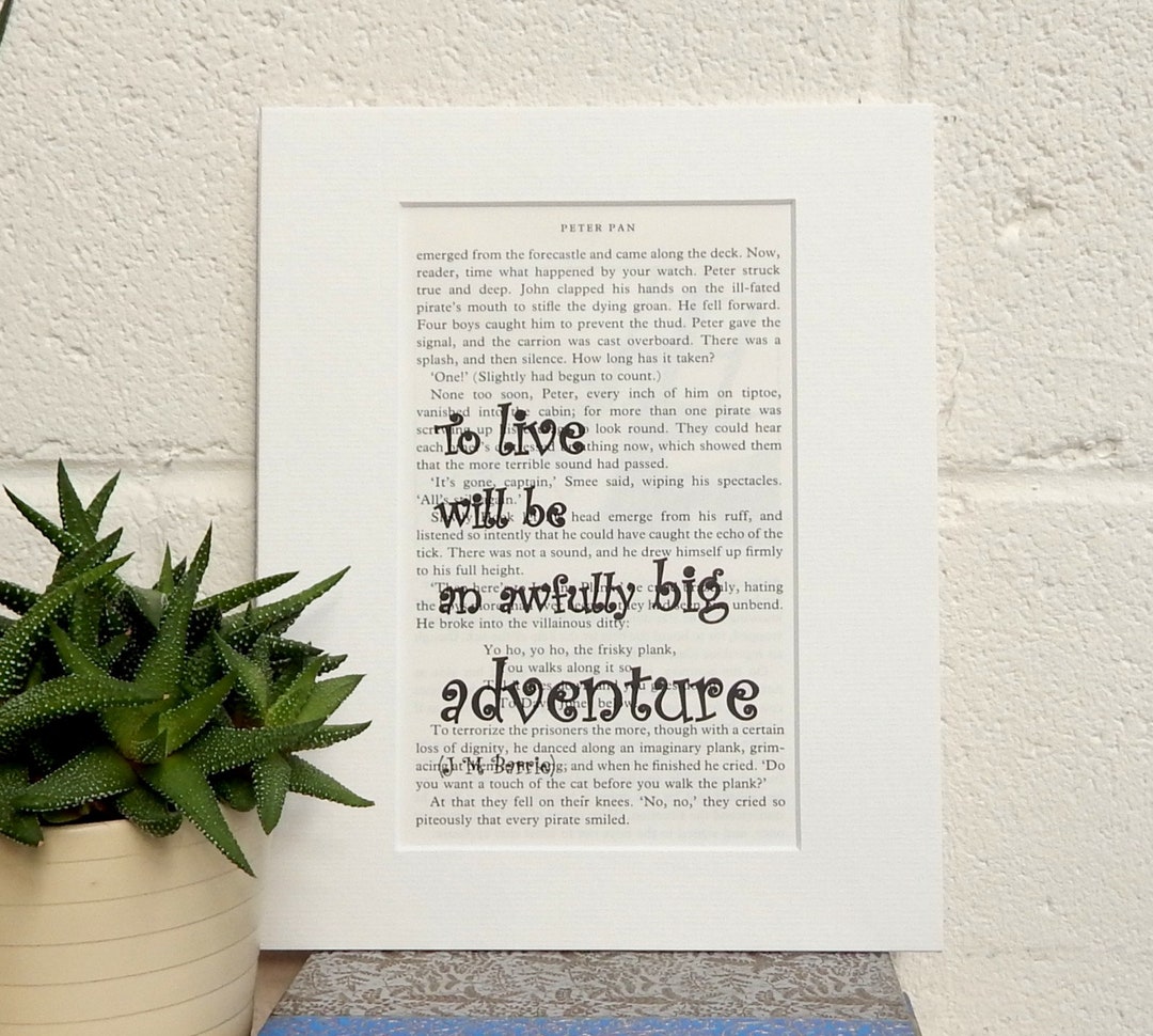 Vintage Peter Pan Quote Book Page Print, Children's Classic Literature ...