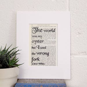 Oscar Wilde Witty Vintage Book Quote Print, Literary Decor, Book Lover ...