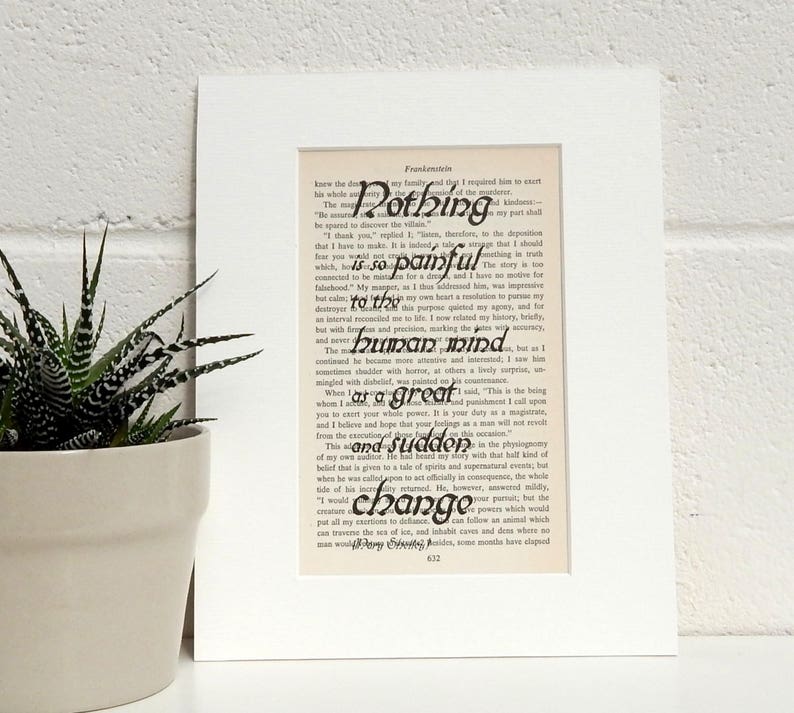 Vintage Gothic Literature Frankenstein Book Page Quote Print | Etsy