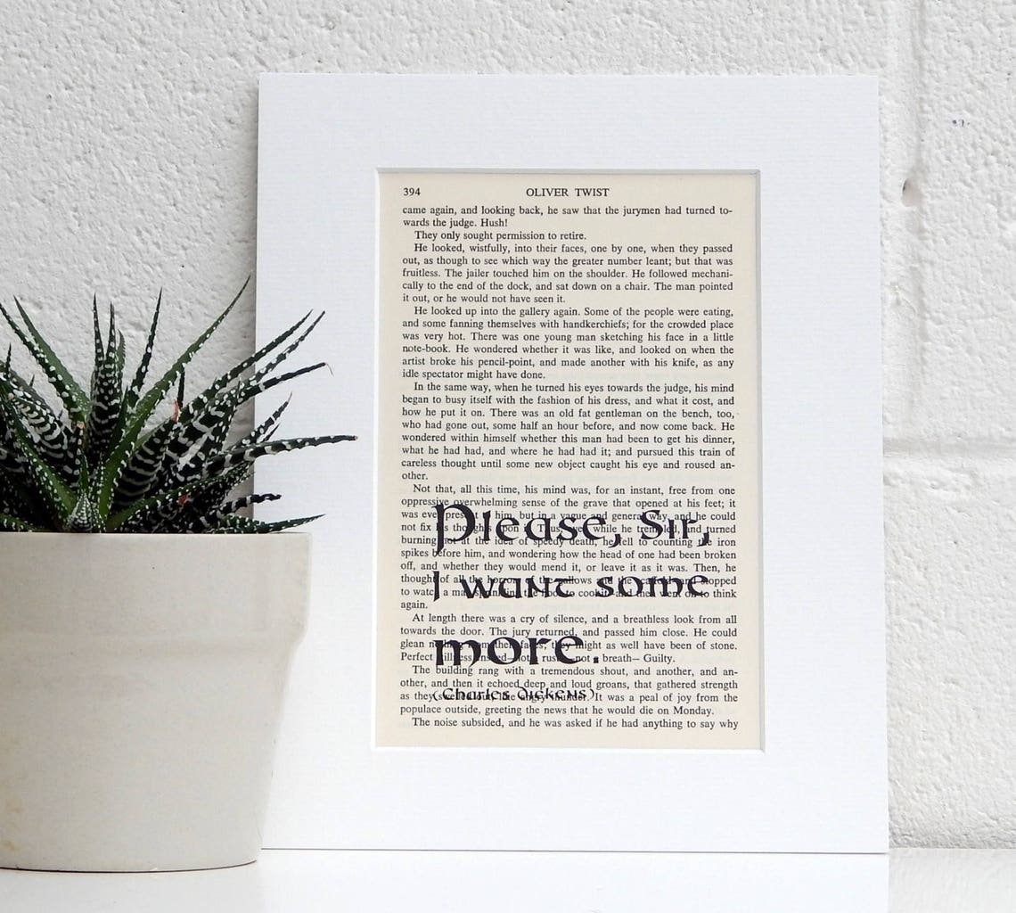 Famous Charles Dickens Vintage Book Page Quote Print Oliver - Etsy