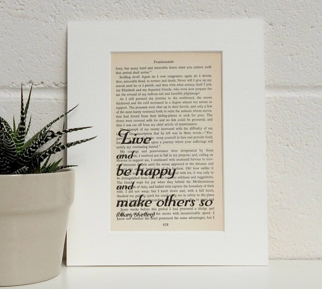 Vintage Gothic Literature Frankenstein Book Page Quote Print, Mary ...