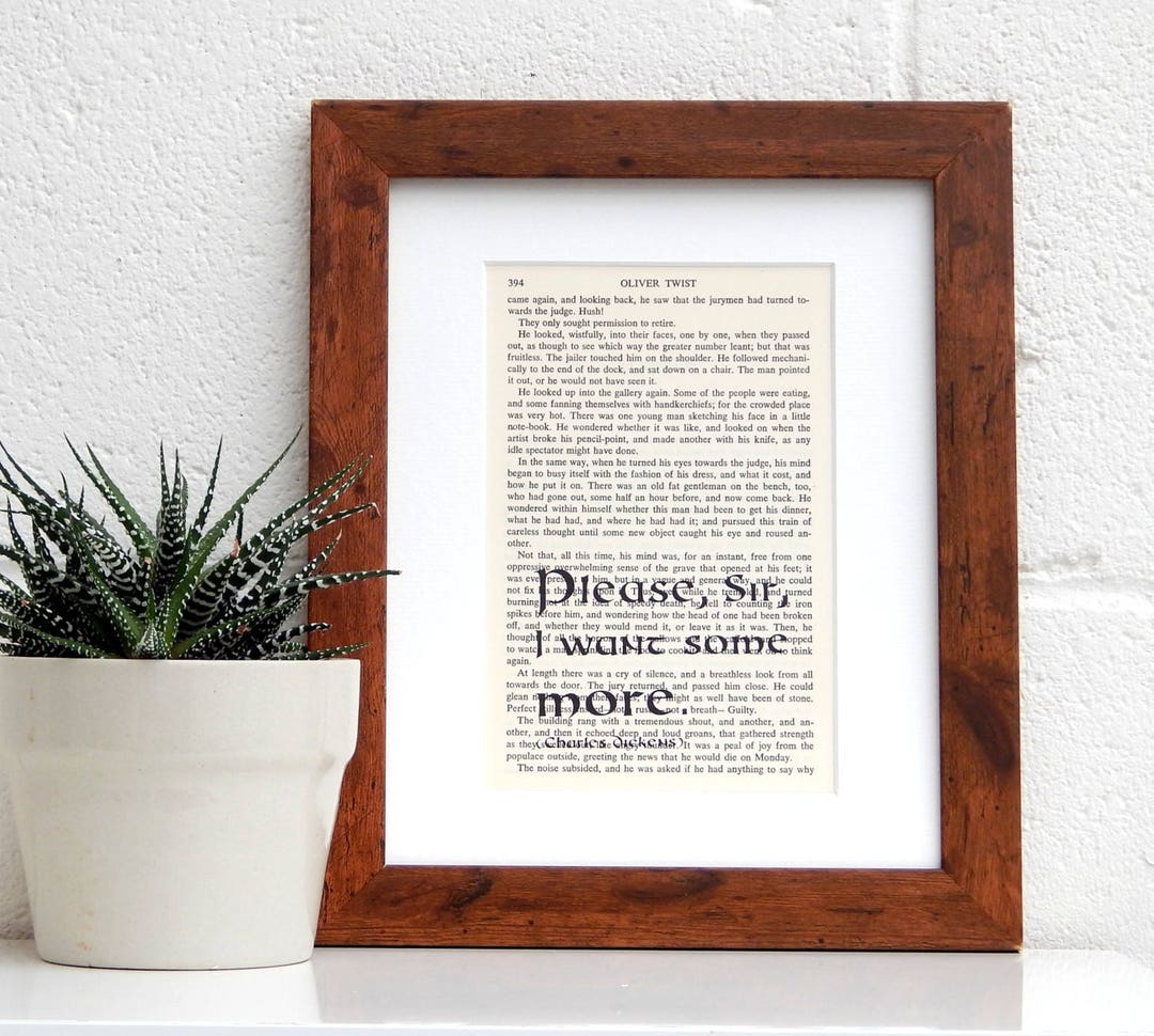 Charles Dickens Oliver Twist Quote Print, Antique Book Page Art - Etsy