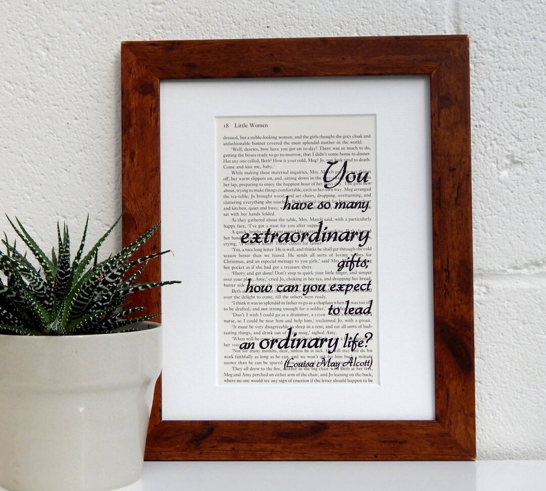 Inspirational Little Women Quote Print, Real Vintage Book Page Wall ...