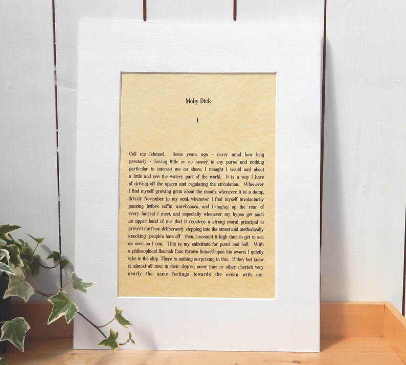 Moby Dick Opening Paragraphs Print, Famous Literary Quotes, - Etsy