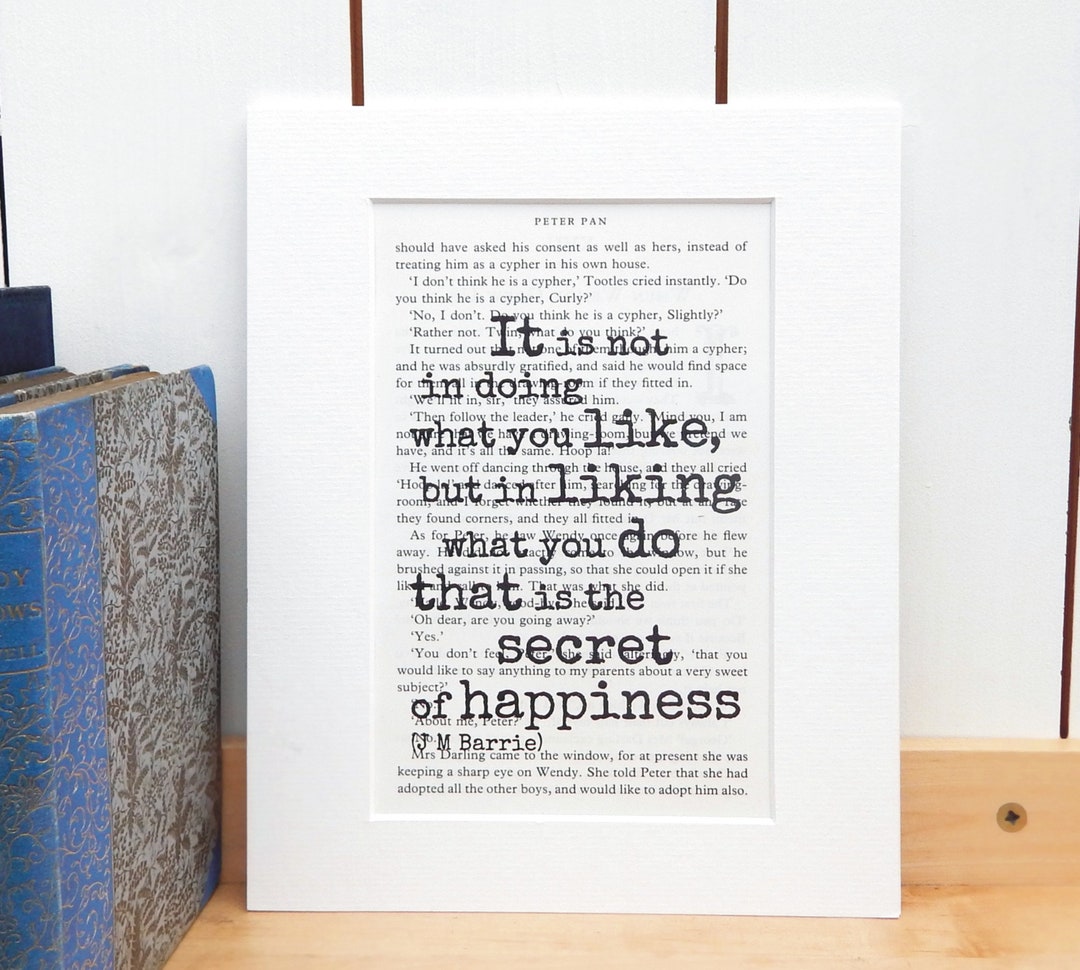 Vintage Peter Pan Quote Book Page Print, Children's Classic Literature ...