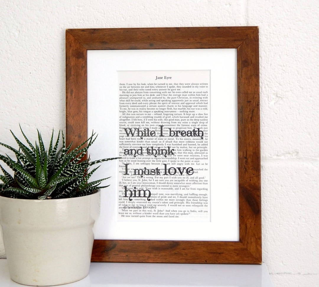 Jane Eyre Quote Print - Vintage Book Print - Literary Wall Art ...