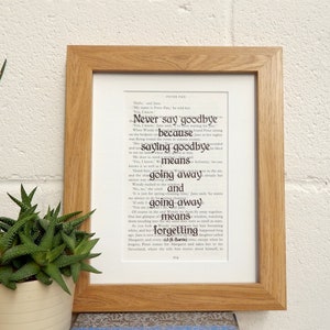 Vintage Peter Pan Quote Book Page Print, Children's Classic Literature ...