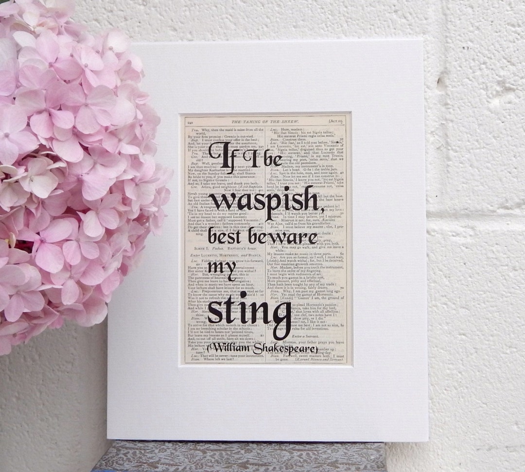 Shakespeare Quote, the Taming of the Shrew, Antique Book Page Print ...