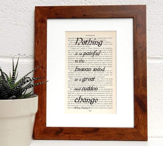 Vintage Gothic Literature Frankenstein Book Page Quote Print | Etsy