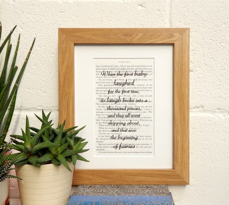 Vintage Peter Pan Quote Book Page Print, Children's Classic Literature ...