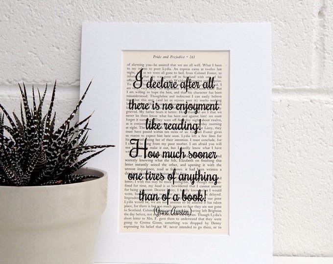 Printable Book Page Wall Art, Jane Austen Quote, Pride Prejudice ...