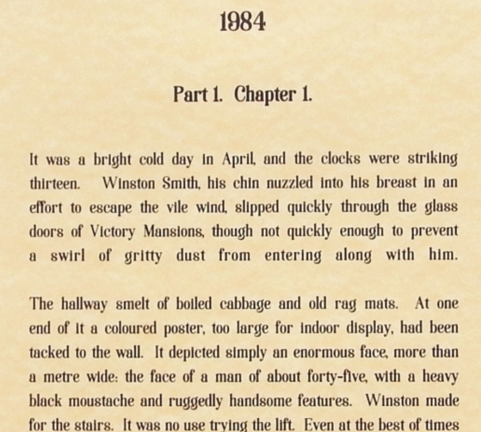 1984 Opening Paragraphs Print Famous Literary Quotes George | Etsy
