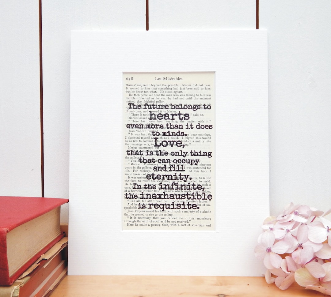 Inspirational Victor Hugo Vintage Book Quote Print - Les Miserables ...