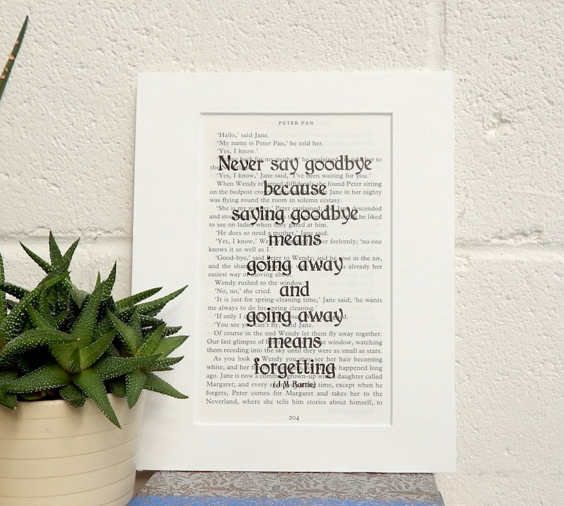 Vintage Peter Pan Quote Book Page Print Children's - Etsy
