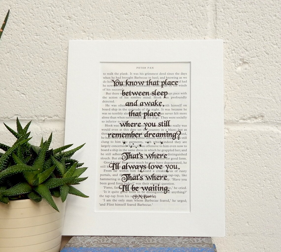 Vintage Peter Pan Quote Book Page Print, Children's Classic Literature ...
