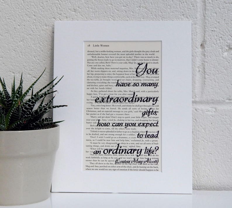 Inspirational Little Women Quote Print Real Vintage Book Page - Etsy