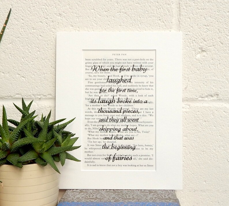 Vintage Peter Pan Quote Book Page Print, Children's Classic Literature ...