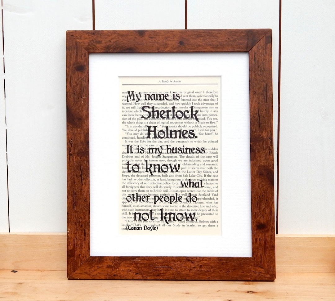 Sherlock Holmes Book Page Quote Print, Vintage Conan Doyle Book Page ...