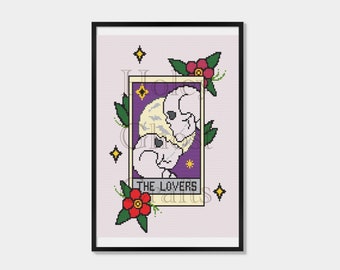 The Cat Lover Skeleton Tarot Card Cross Stitch Pattern PDF Digital ...