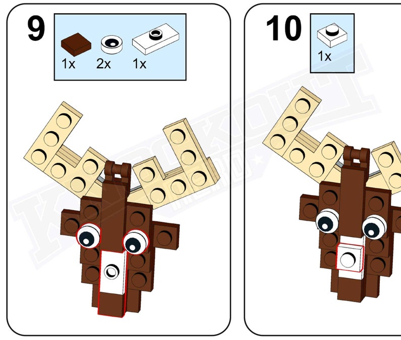 Reindeer Christmas Ornament Brick Kit Bricks and Full Color - Etsy
