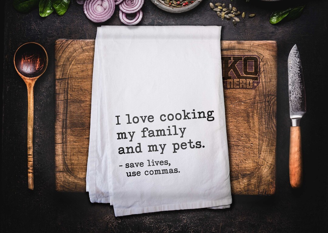 I Love Cooking Funny Grammar Kitchen Towel - Reader Gift - Nerd Gift ...