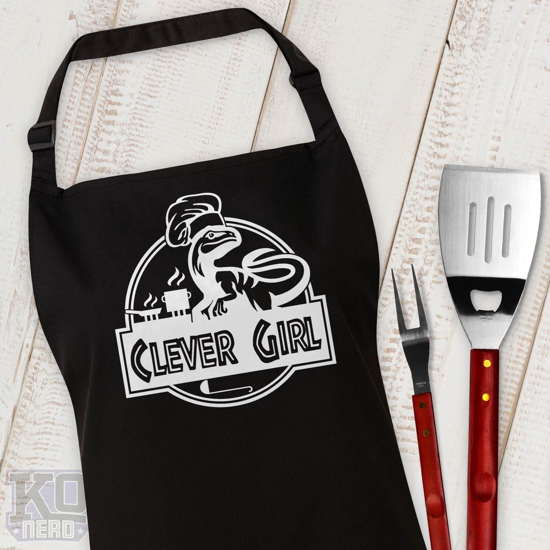 Clever Girl Velociraptor Kitchen Apron Nerd Gift Geek Gift Movie Quote ...
