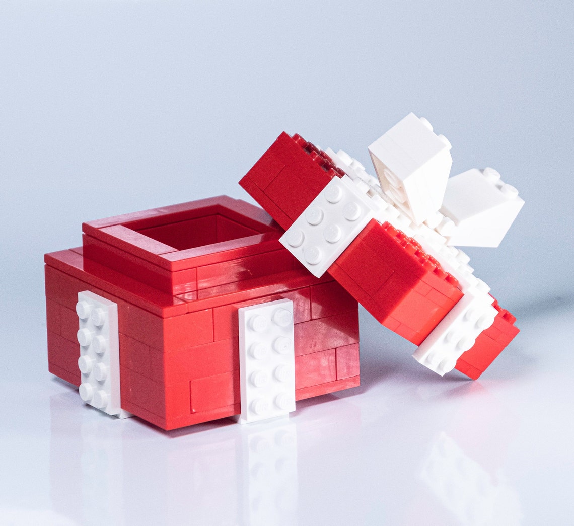 Red Gift Box it Opens Brick Kit Bricks and Full Color - Etsy
