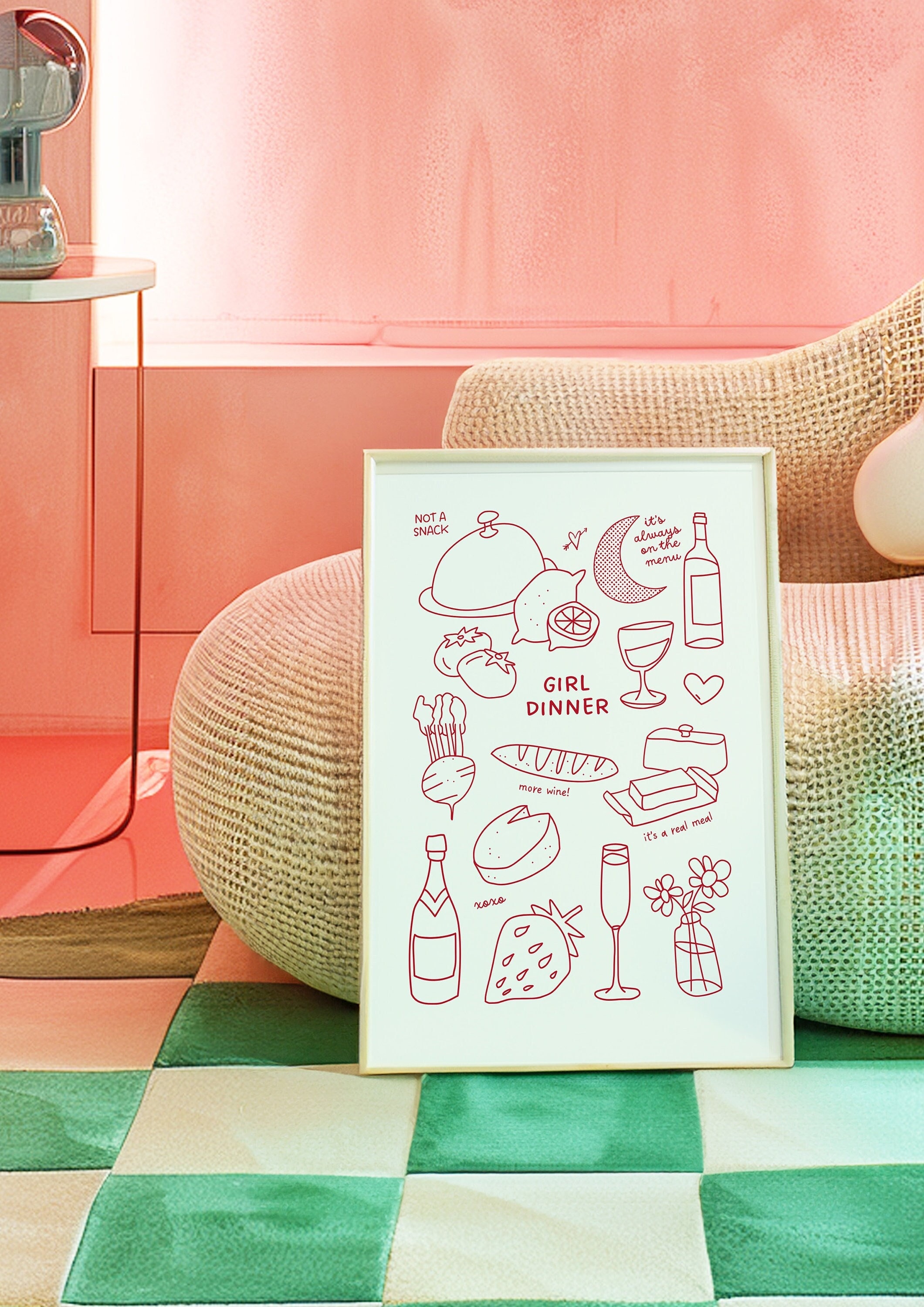 Girl Dinner Print Girl Dinner Poster Tiktok Art Girly Apartment Decor ...