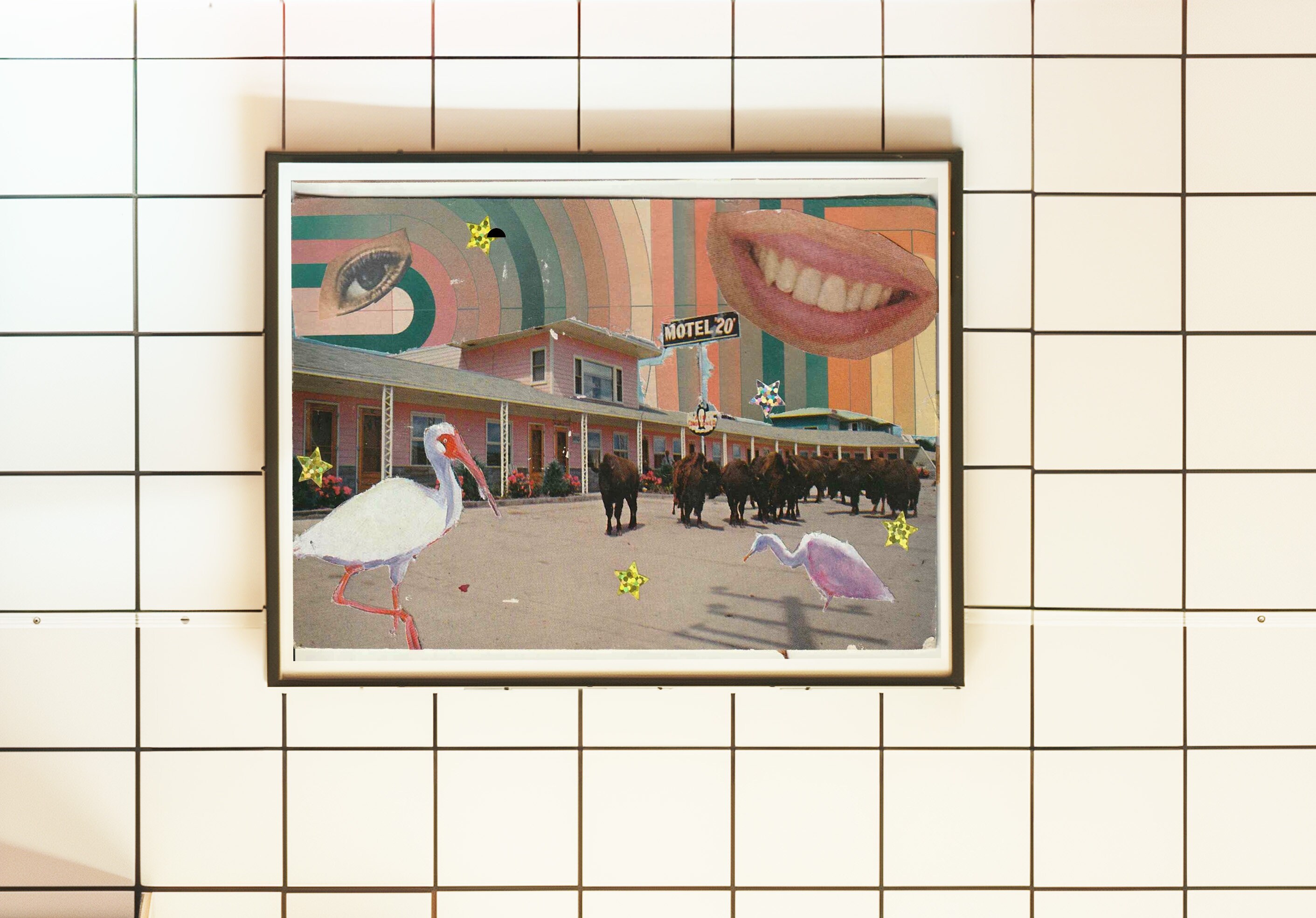 Vintage Motel Postcard Collage Art Wall Decor Retro 70s 60s Motel ...