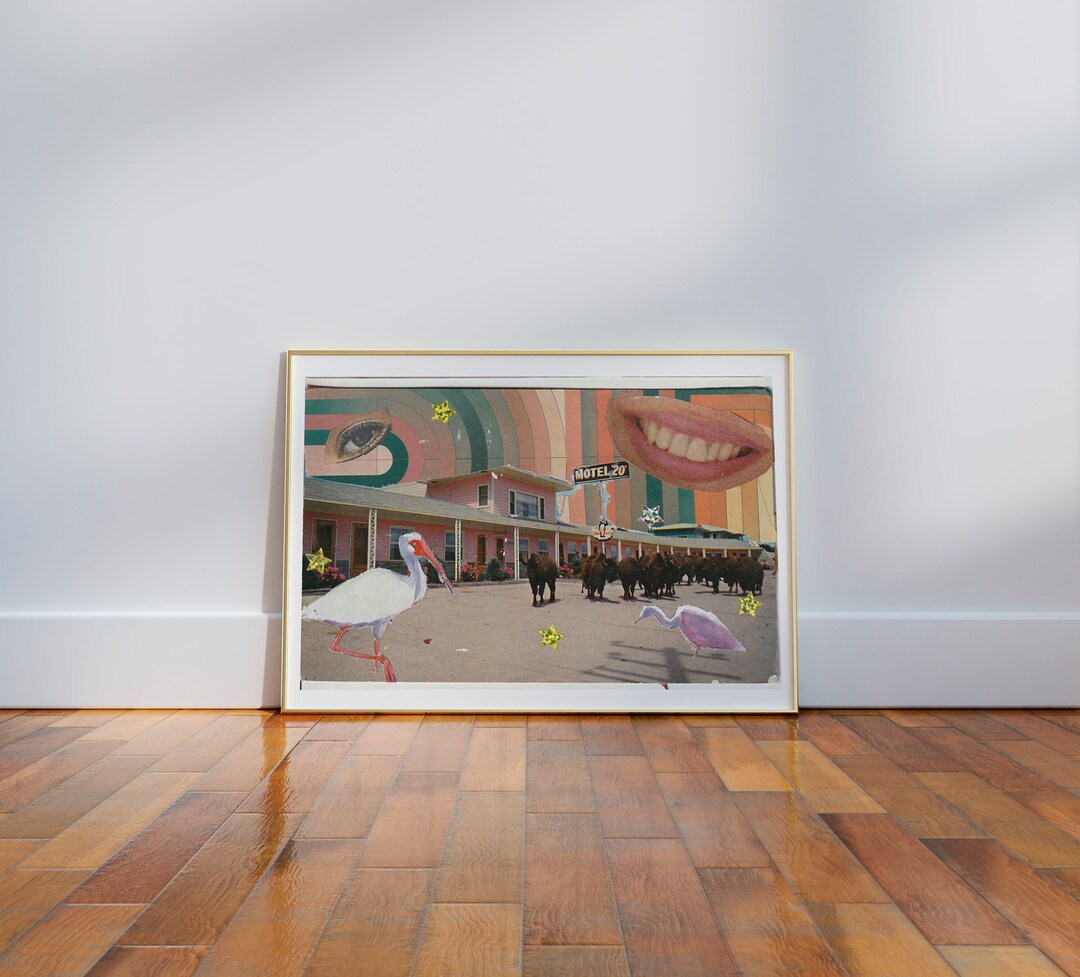 Vintage Motel Postcard Collage Art Wall Decor Retro 70s 60s Motel ...