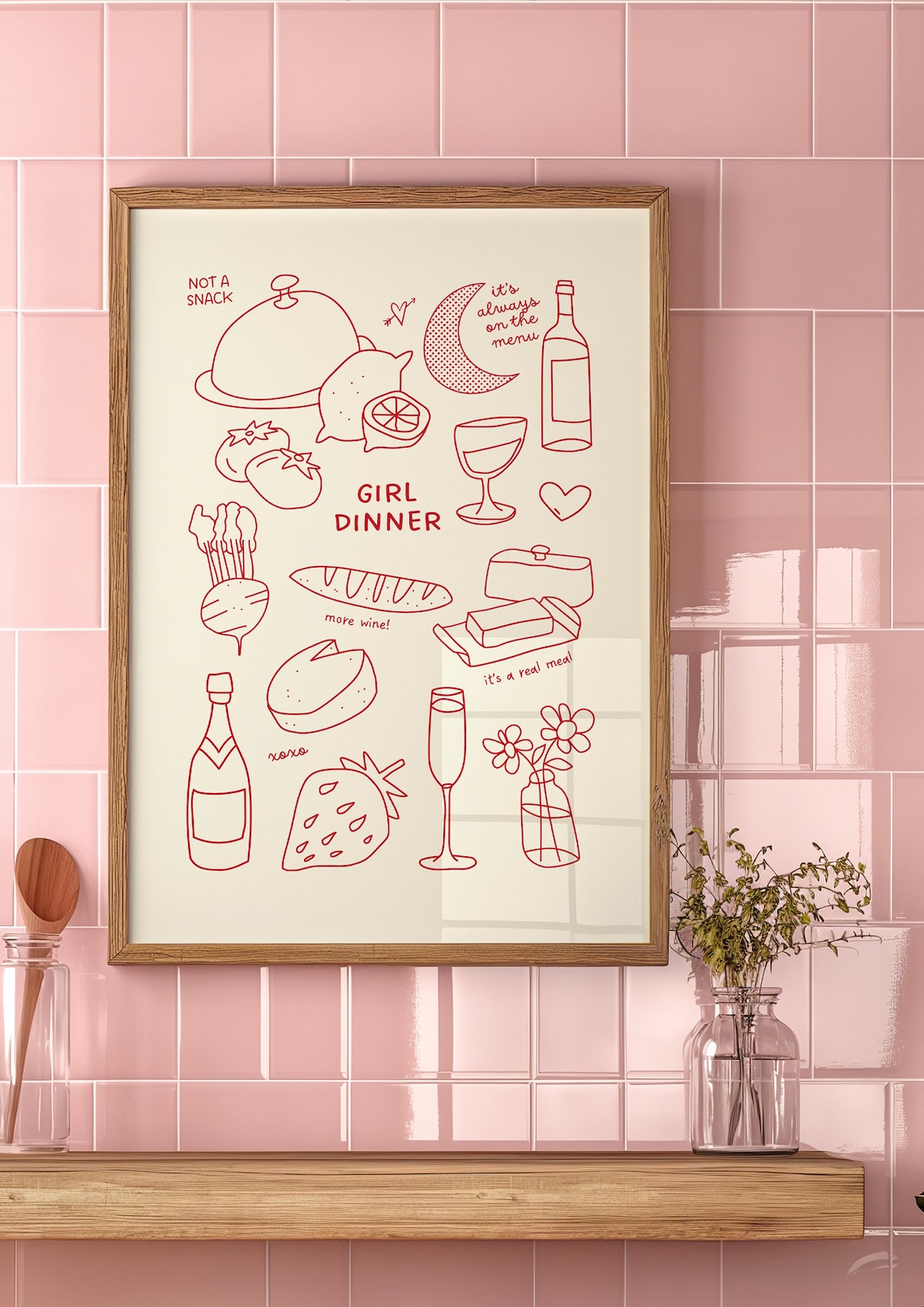 Girl Dinner Print Girl Dinner Poster Tiktok Art Girly Apartment Decor ...