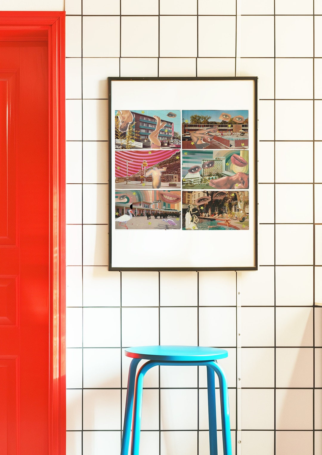 Vintage Motel Postcard Collage Art Wall Decor Retro 70s 60s Motel ...