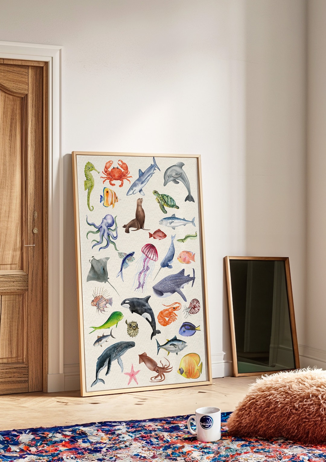 Ocean Animal Collage Wall Art Minimal Cute Art Print Children Wall Art ...