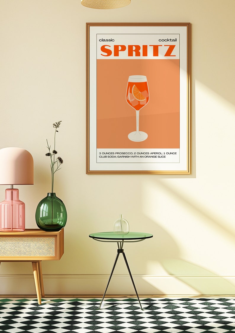 Aperol Spritz Cocktail Poster-aesthetic Girly Minimalist Art-preppy ...