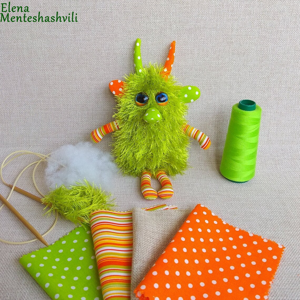 Green Forest Furry Monster Friendly Plush Monster Toy Cute - Etsy